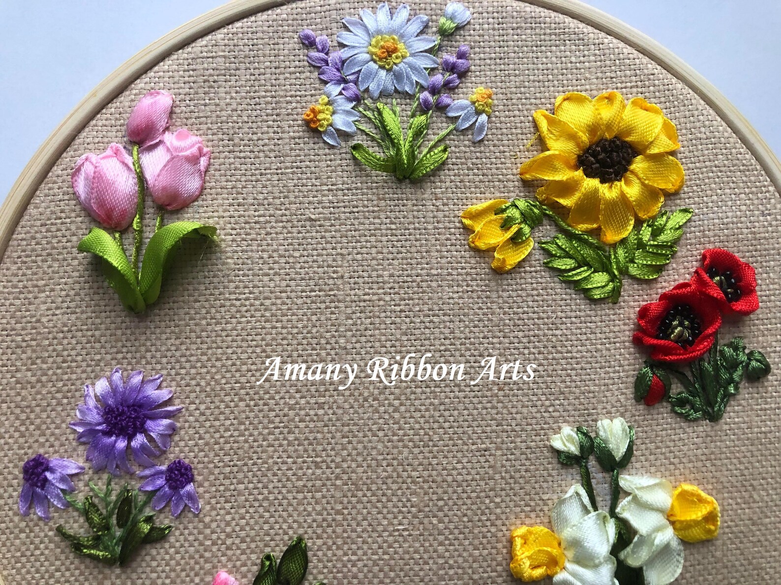 Diverse Ribbon Embroidered Flowers, Ribbon Embroidered, Embroidered ...