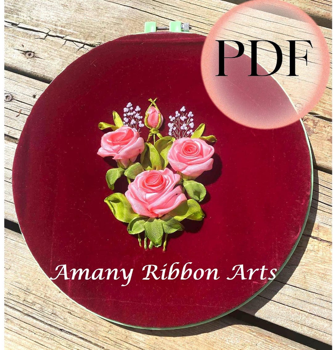 Rose Embroidery PDF Pattern: Hand & Ribbon Embroidery Beginner's Guide ...