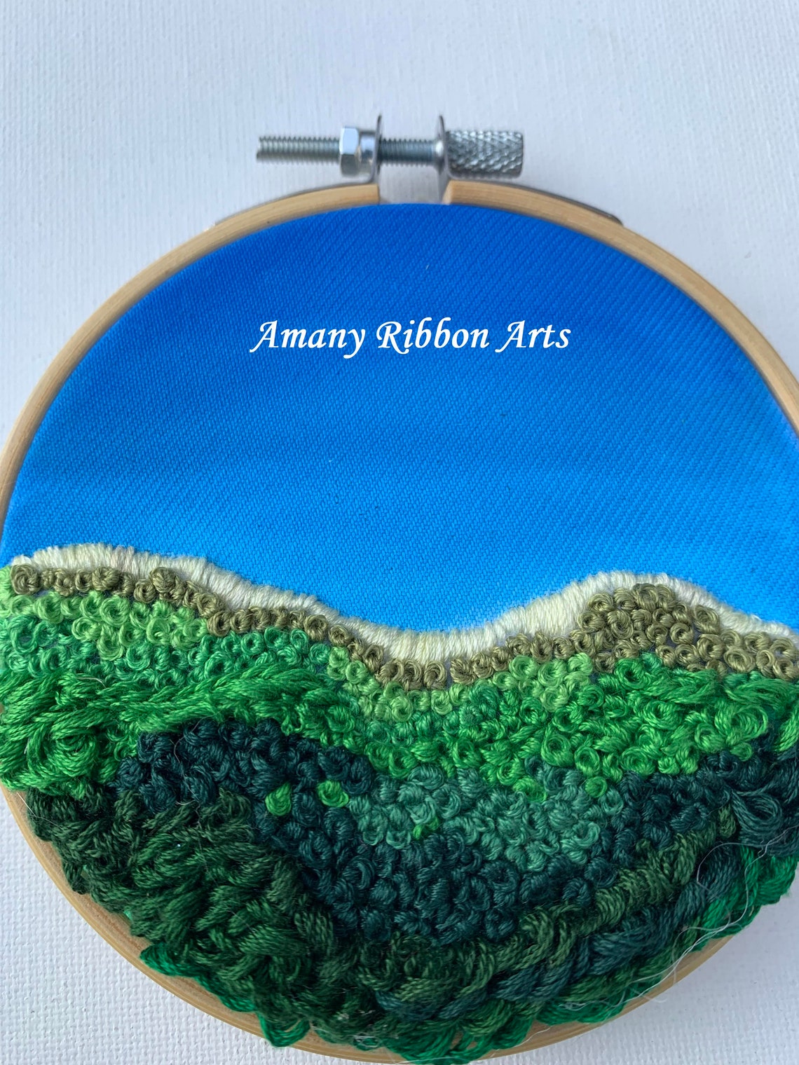Beach Hand Embroidery, Handmade Hoop, Aerial 3D Embroidery Wall Hanging ...
