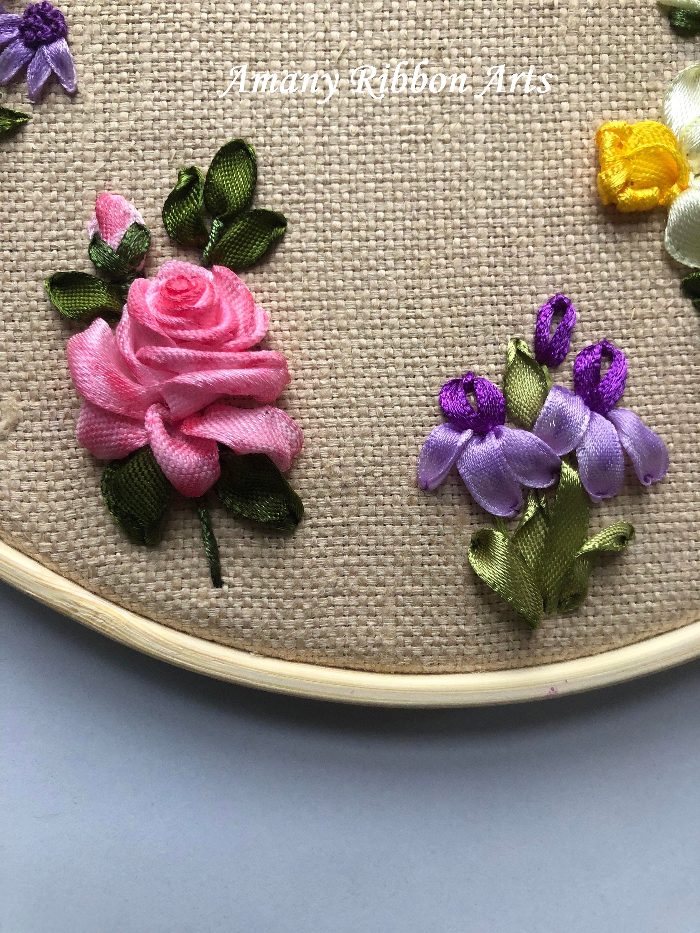 Diverse Ribbon Embroidered Flowers, Ribbon Embroidered, Embroidered ...