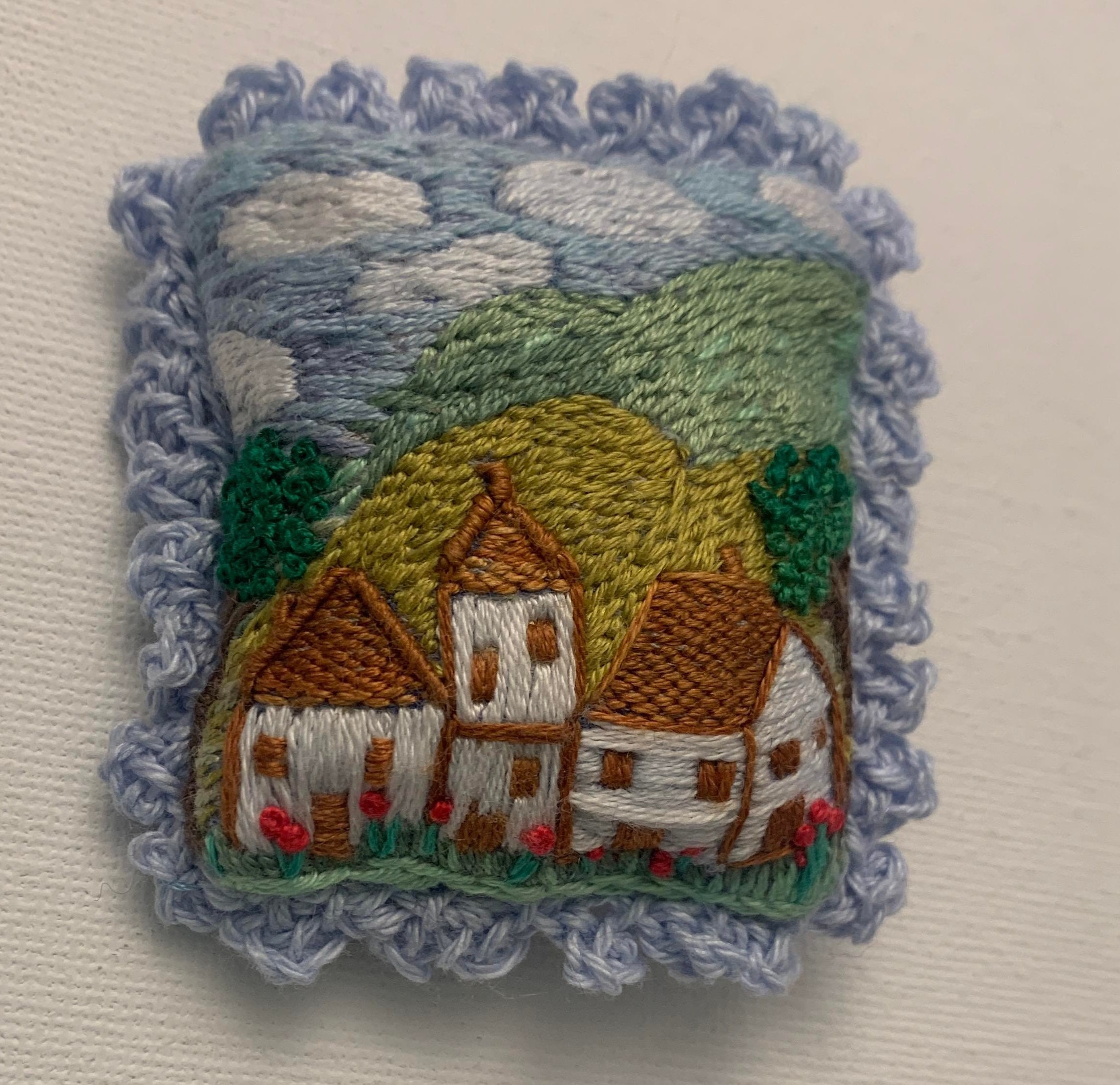 Flower Embroidered Pin Cushion Handmade, Embroidery, Pin Keeper, Pin ...