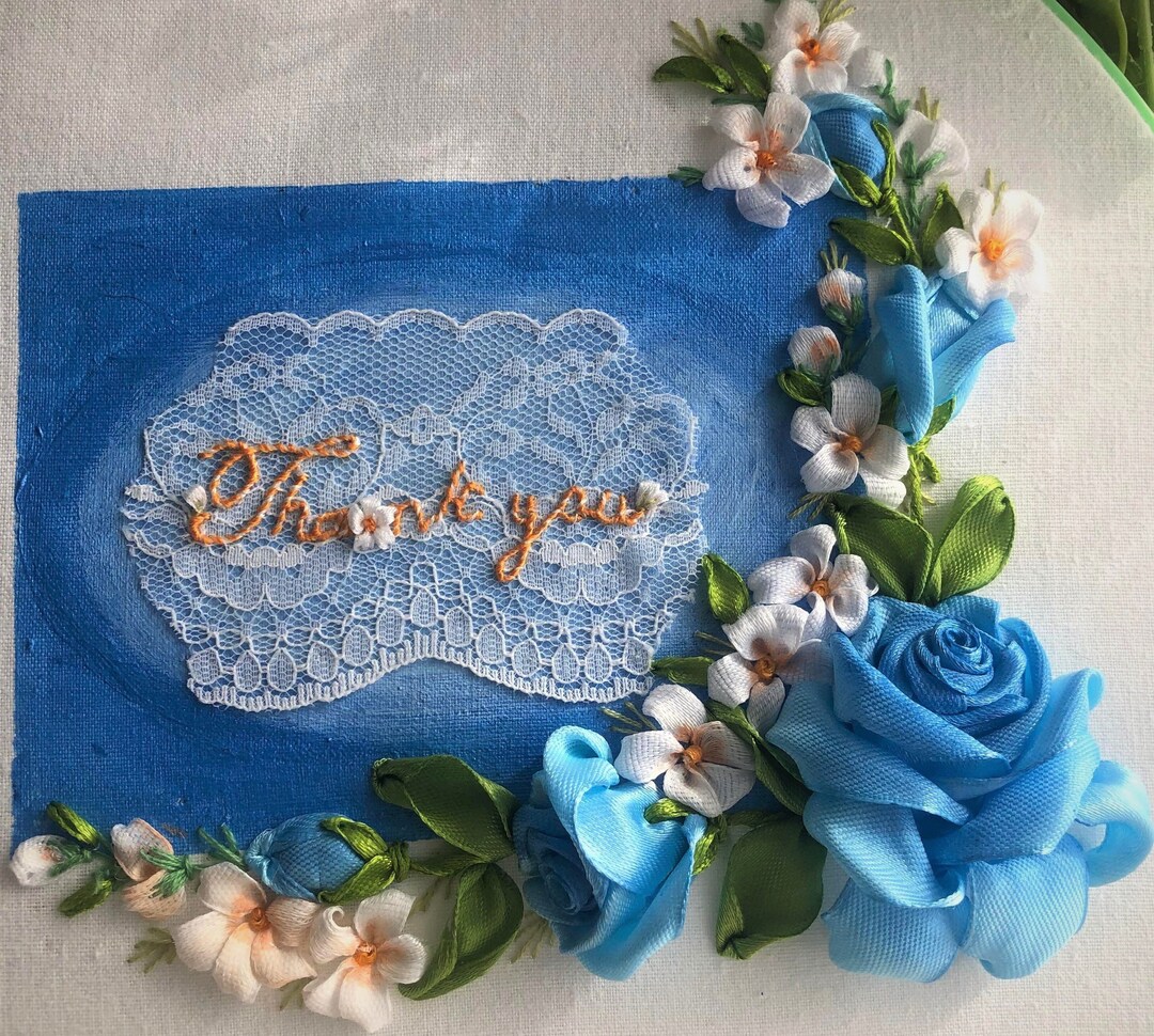 Thank You Statement With Roses 3D Modern Design of Ribbon - Etsy