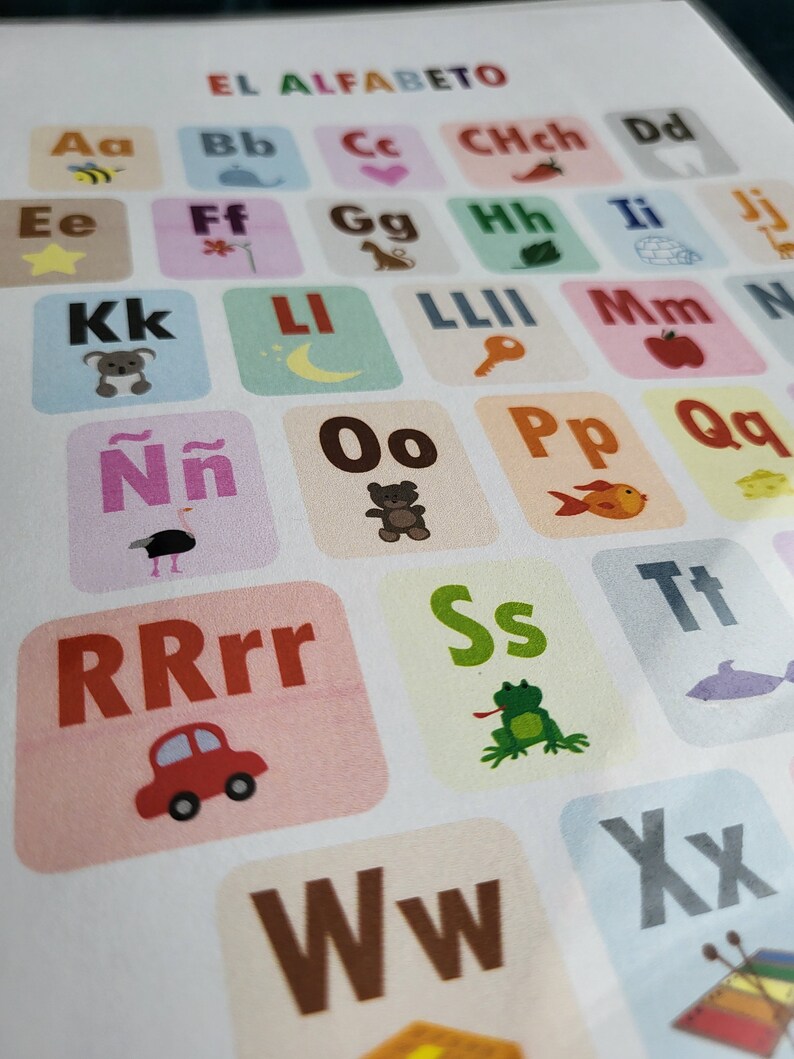 Spanish Learning Poster of the Alphabet Educational Printable - Etsy