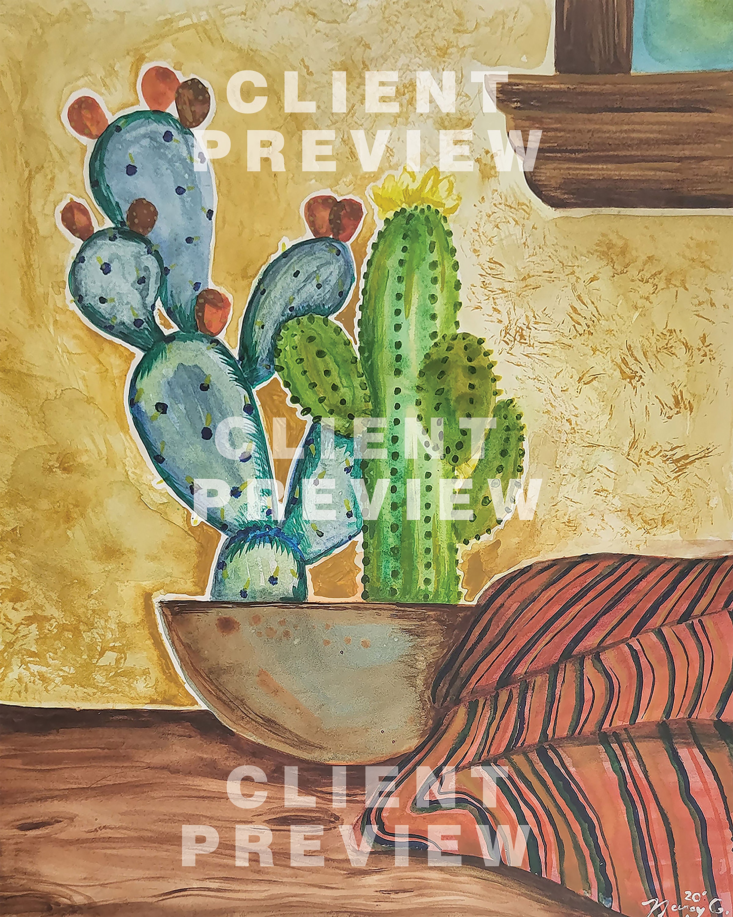 Cactus Painting | Nopales Painting | Wall Art | Watercolor Painting ...