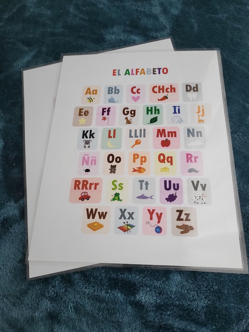 Spanish Learning Poster of the Alphabet Educational Printable - Etsy