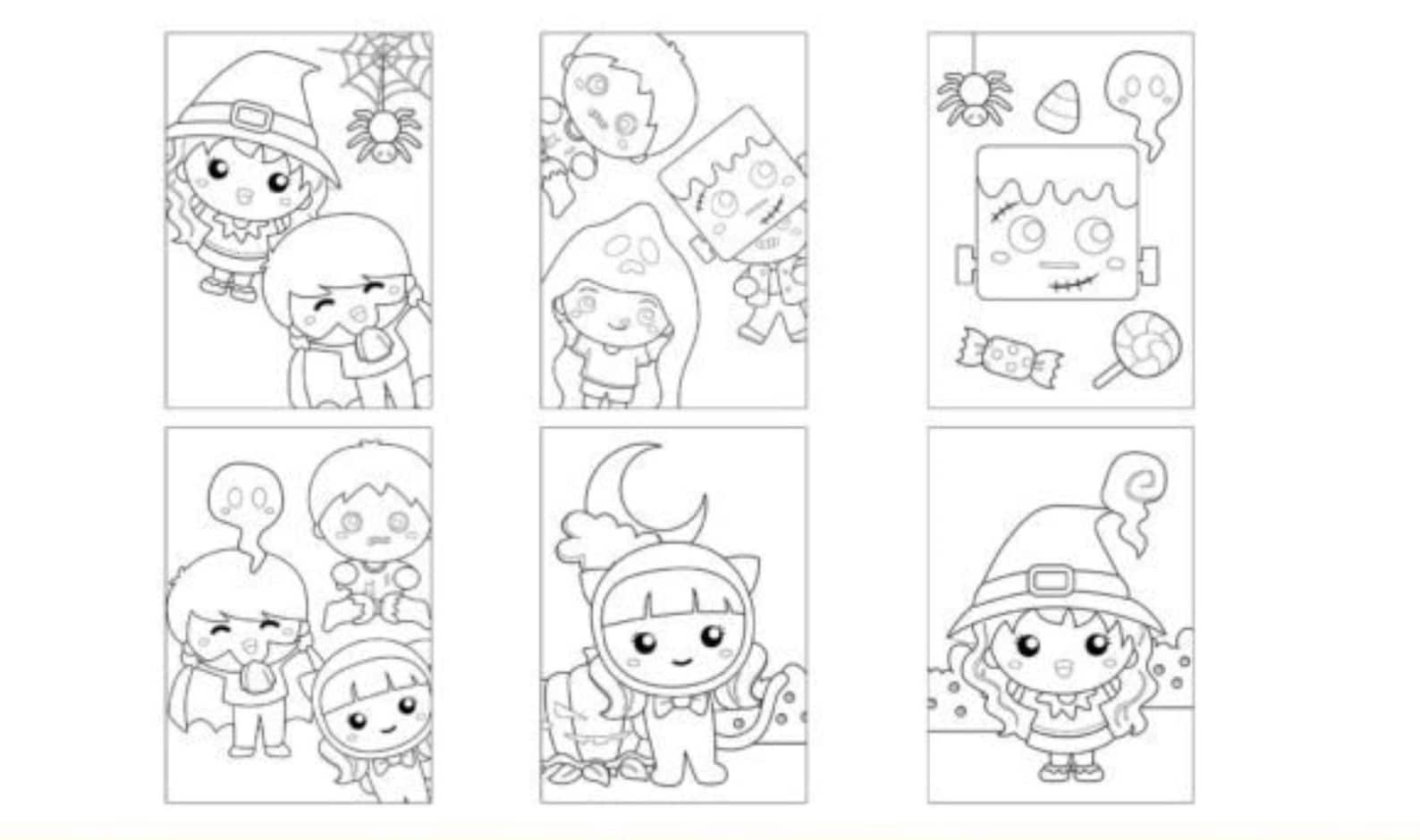 Halloween Coloring Pages Kids in Costumes Coloring Pages - Etsy