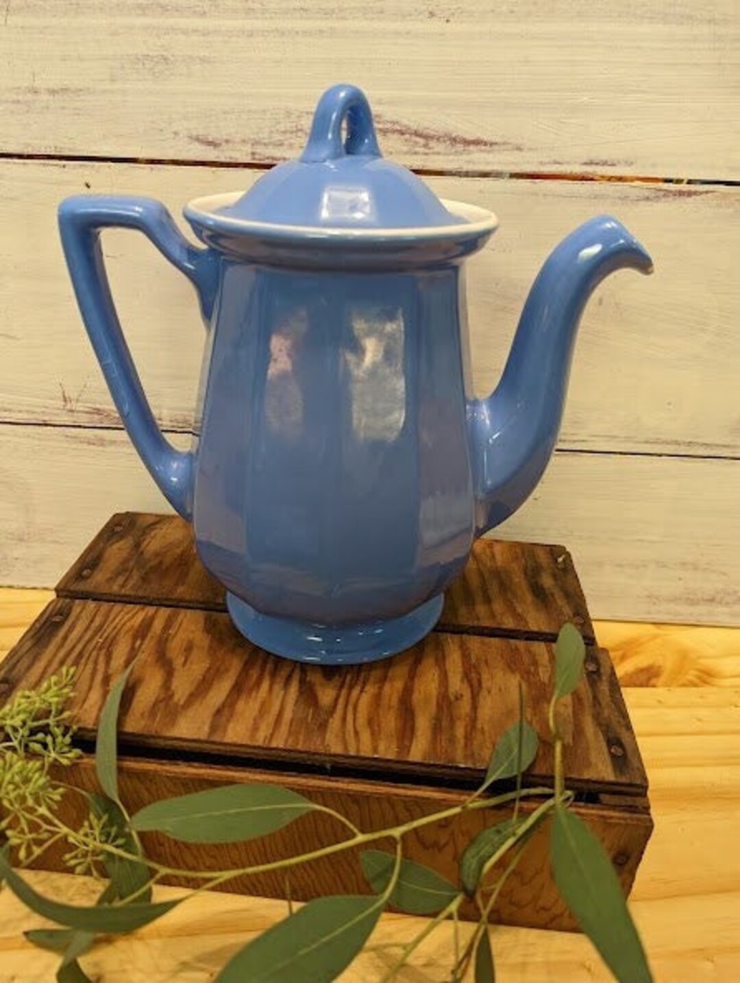 Blue Hall Pottery Coffee Pot - Etsy