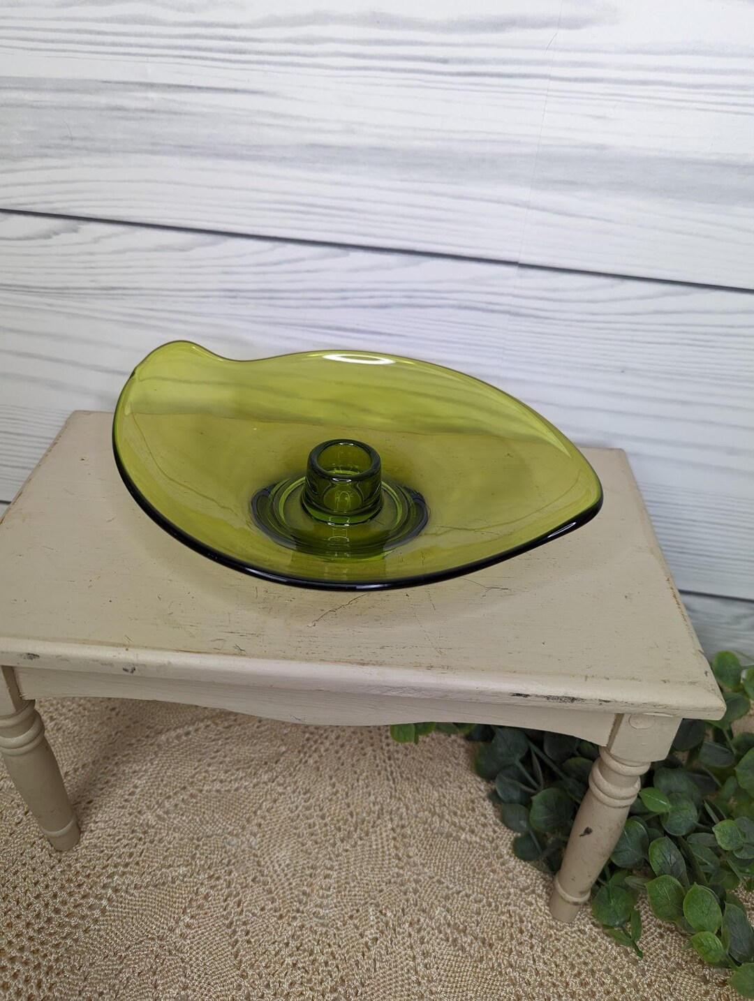 Vintage Viking Glass Green Taper Candle Holder - Etsy