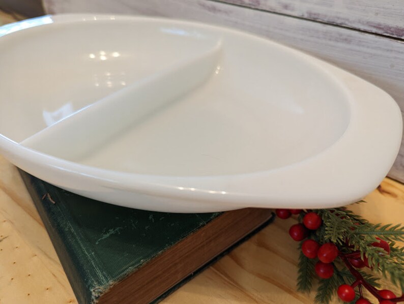 Vintage White Pyrex Divided Casserole Serving Dish - Etsy