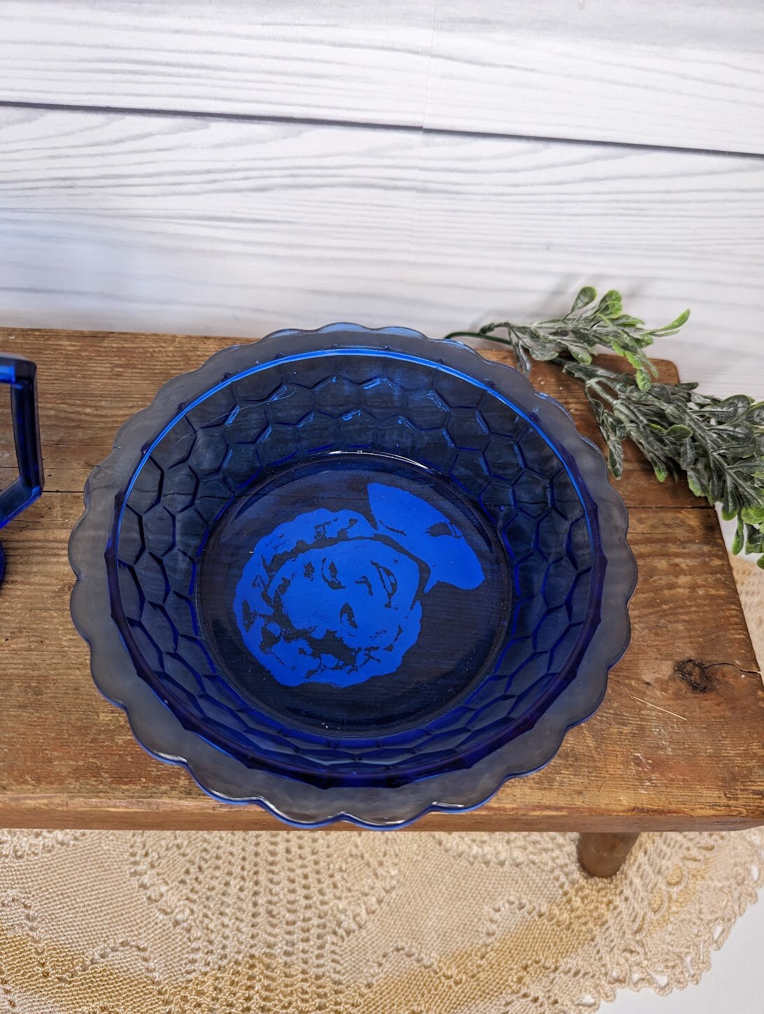 Vintage Cobalt Blue Shirley Temple Set Cup Bowl And Creamer Etsy