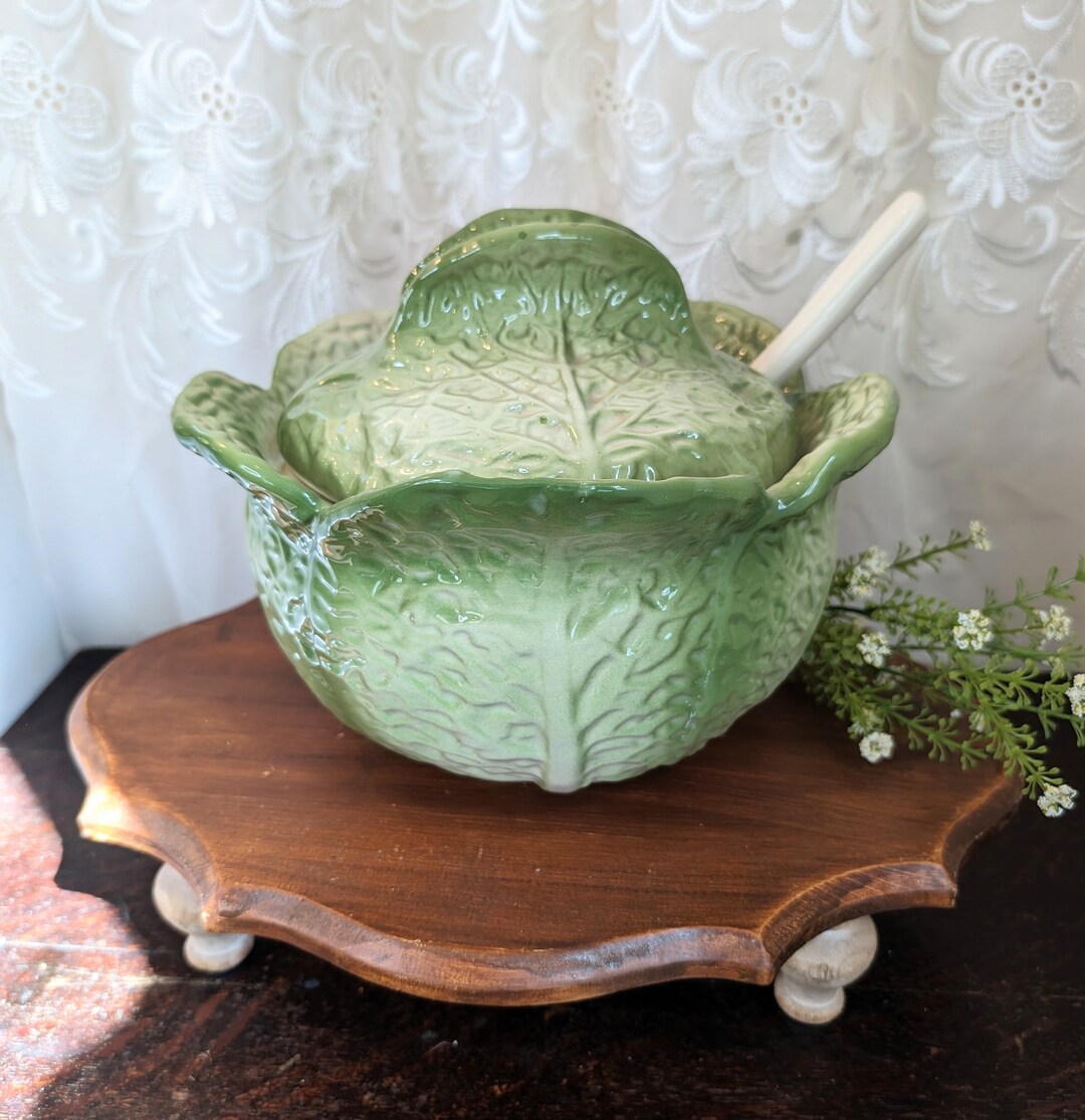 Vintage Ceramic Lettuce Tureen With Lid and Ladle - Etsy