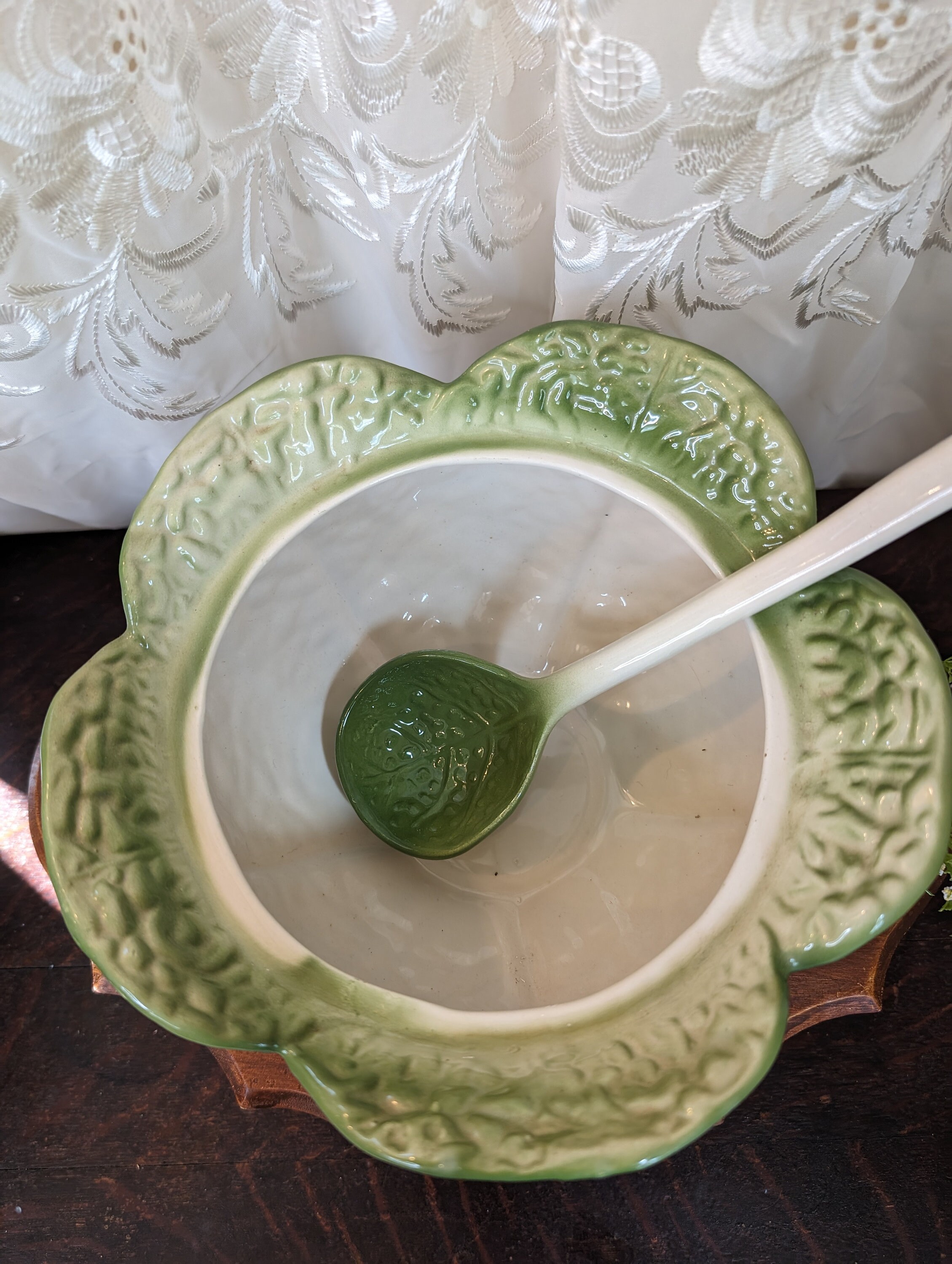 Vintage Ceramic Lettuce Tureen With Lid and Ladle - Etsy