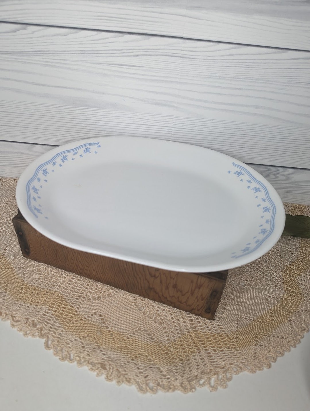 Vintage Corelle Morning Blue Flower Serving Platter Blue Flower Design ...