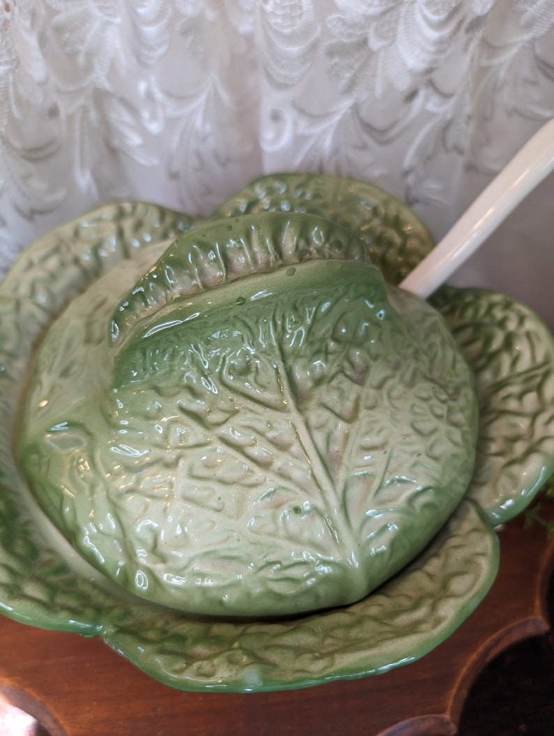 Vintage Ceramic Lettuce Tureen With Lid and Ladle - Etsy