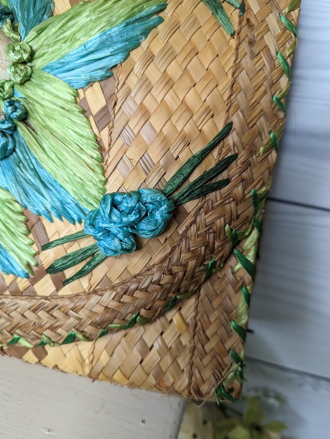Vintage Woven Straw One Strap Purse With Seashells and Flower Design - Etsy