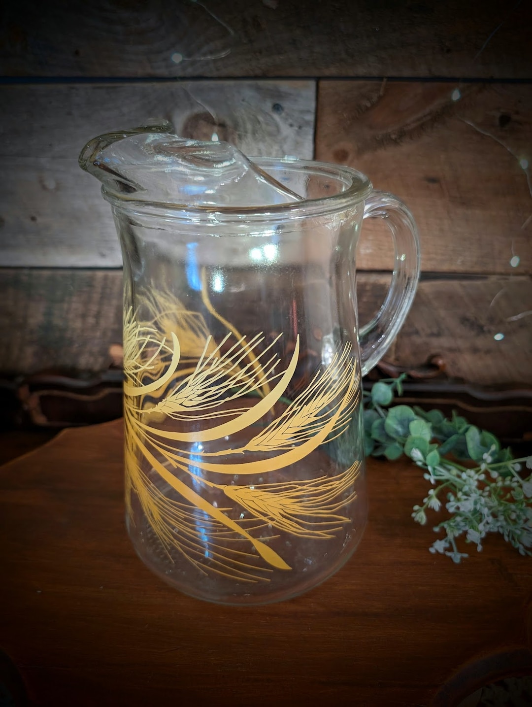 Vintage Libbey Glass Wheat Pattern Pitcher - Etsy