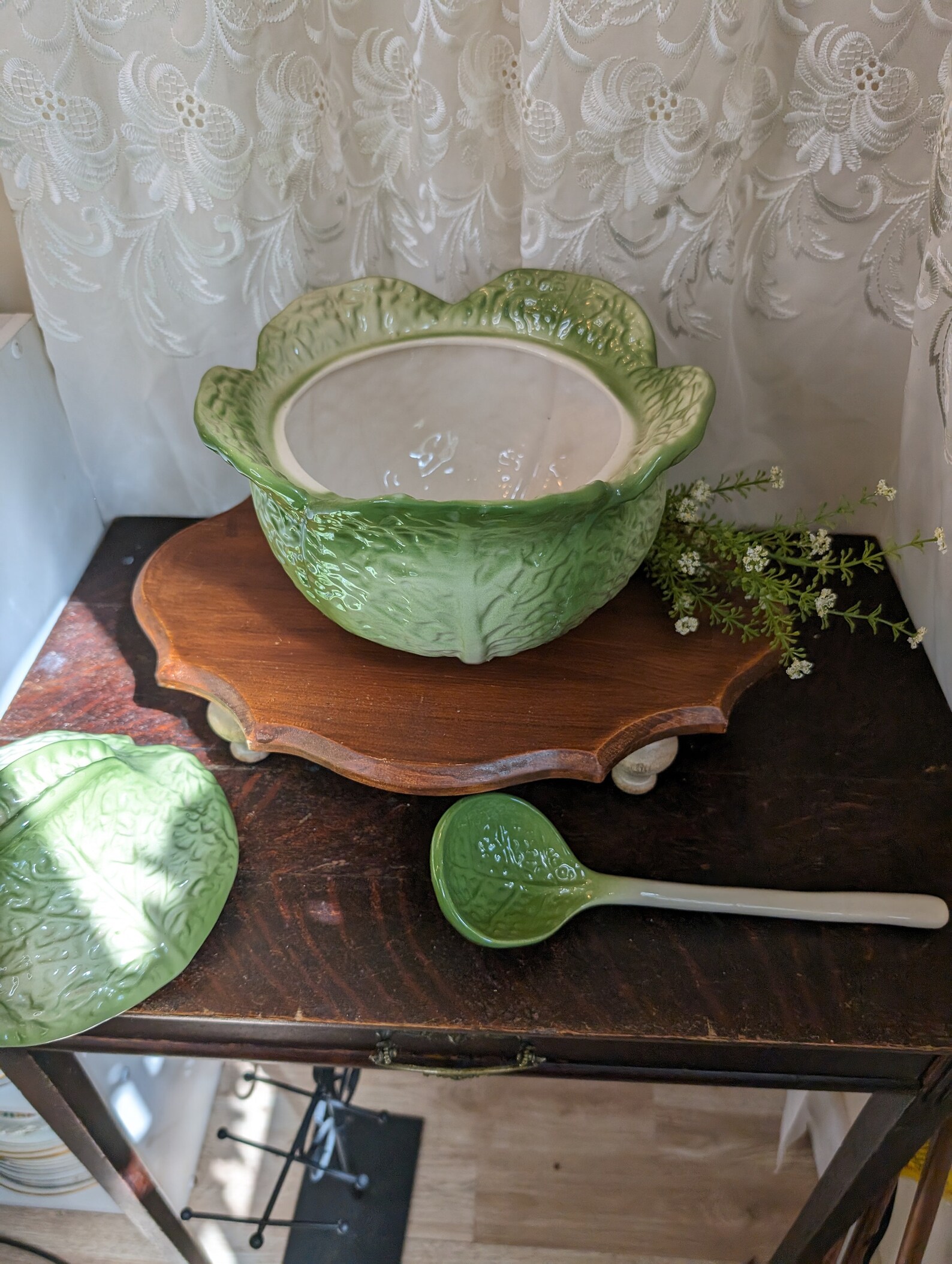 Vintage Ceramic Lettuce Tureen With Lid and Ladle - Etsy