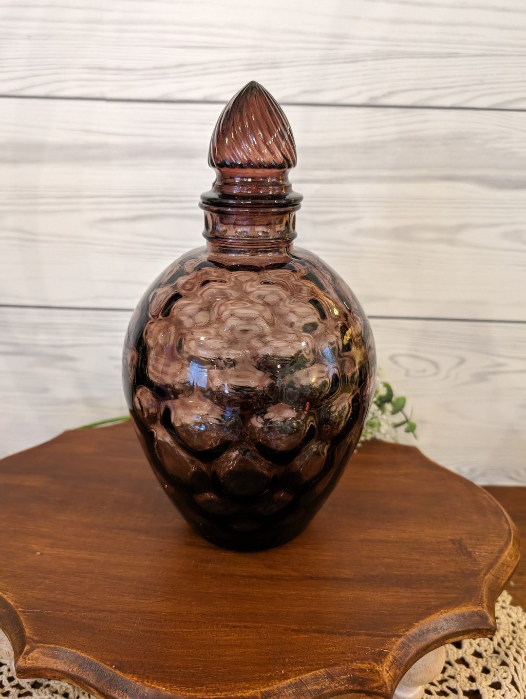 Vintage Wheaton Glass Amethyst Honeycomb Decanter - Etsy