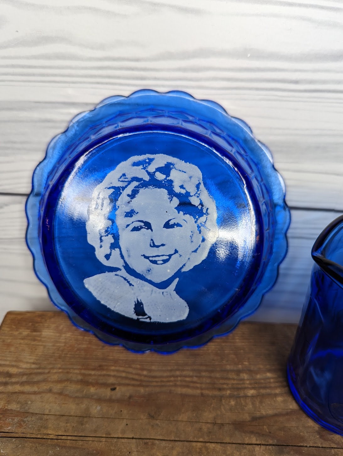 Vintage Cobalt Blue Shirley Temple Set Cup Bowl And Creamer Etsy