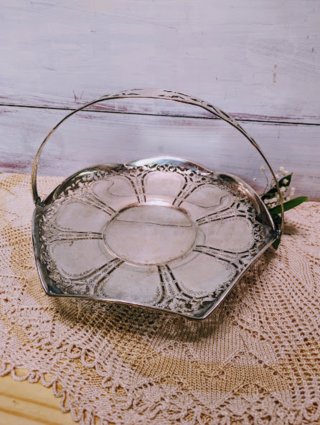 Vintage Silver Serving Tray Cake Plate With Handle - Etsy