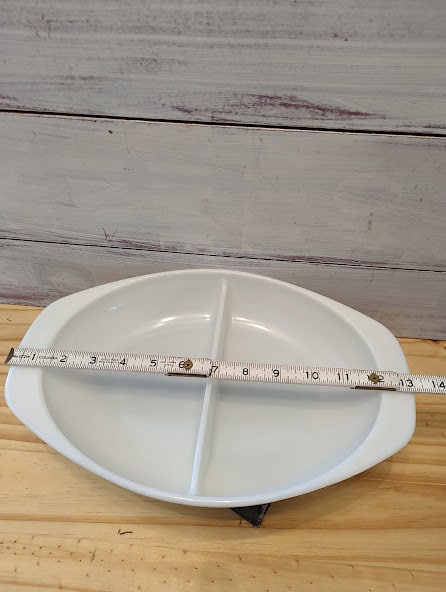 Vintage White Pyrex Divided Casserole Serving Dish - Etsy