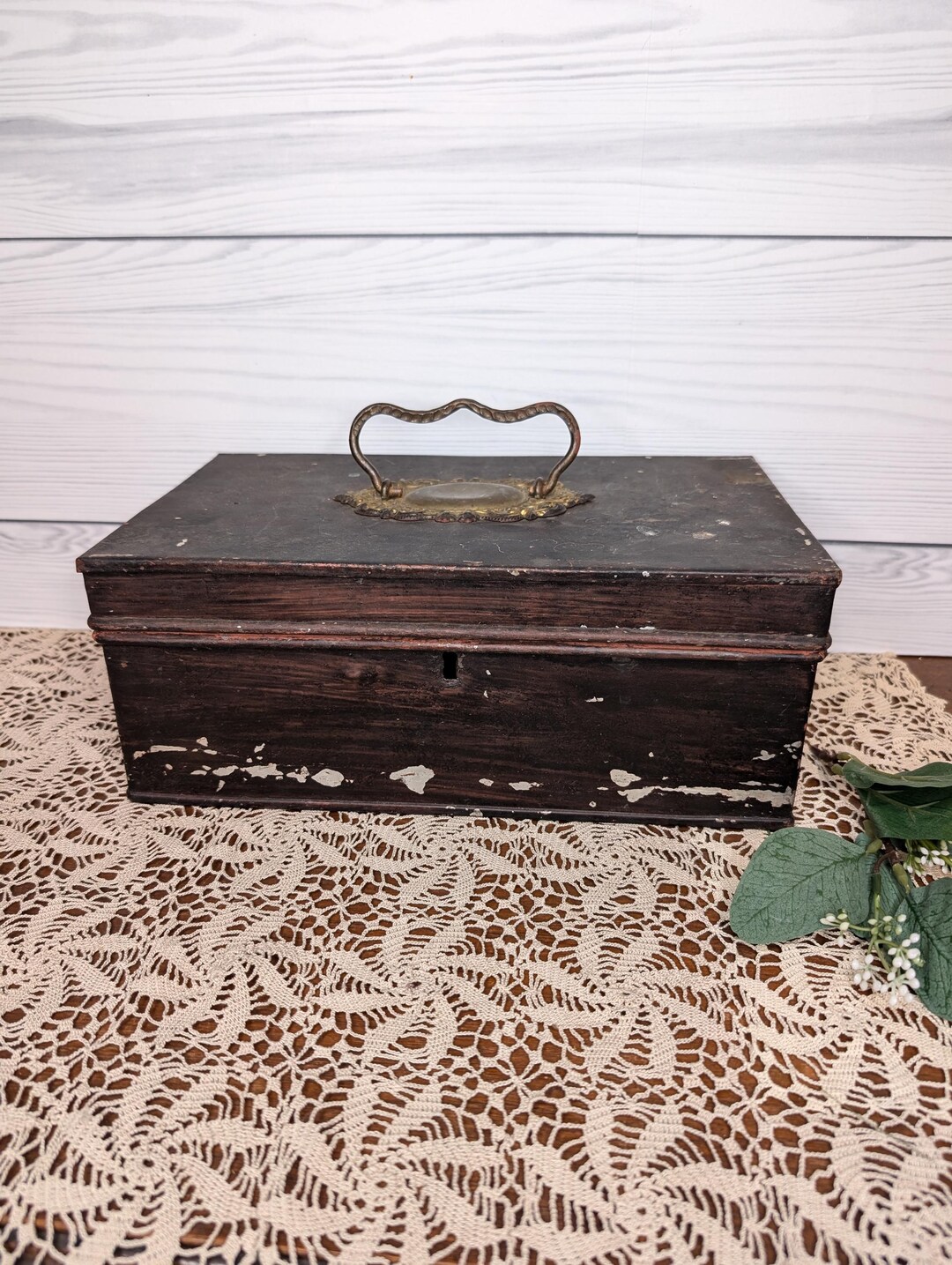 Vintage Decorative Metal Box With Brass Handle - Etsy