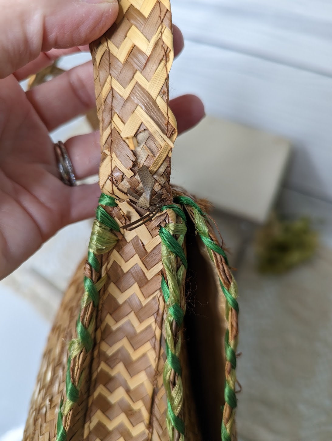 Vintage Woven Straw One Strap Purse With Seashells and Flower Design - Etsy