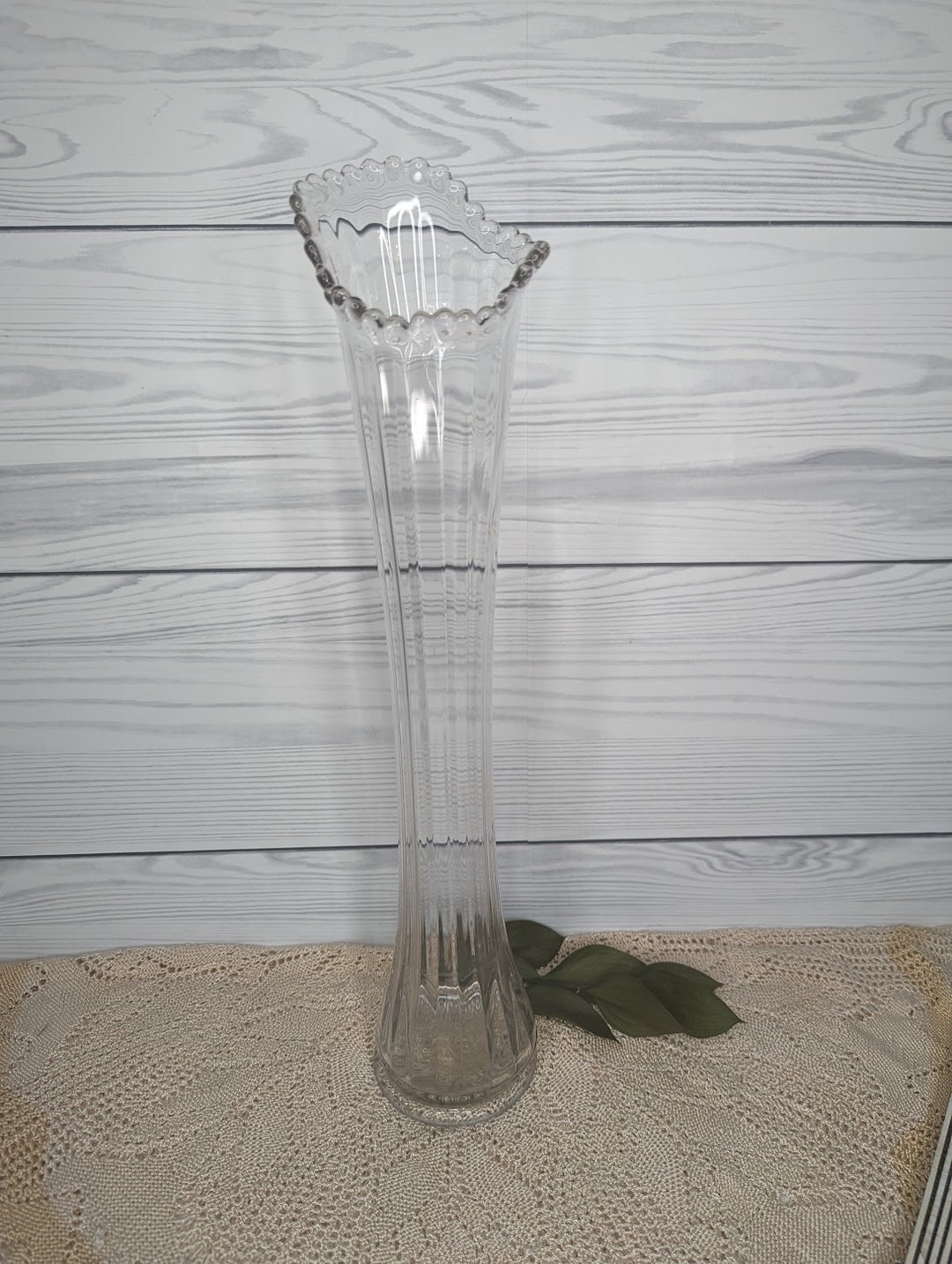 Vintage Clear Glass Swung Vase - Etsy
