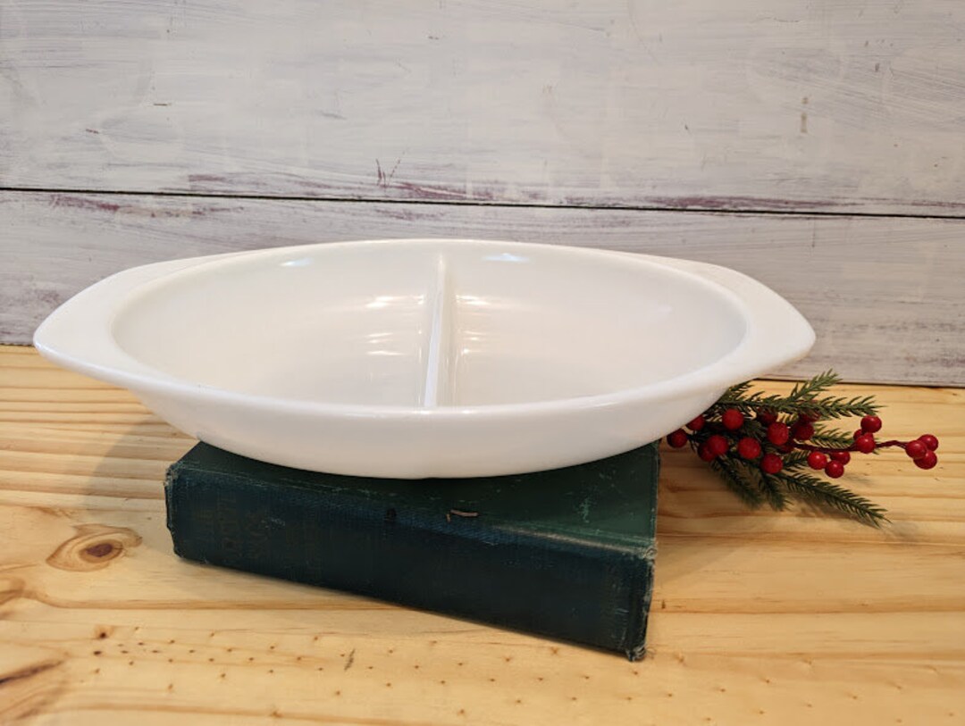 Vintage White Pyrex Divided Casserole Serving Dish - Etsy