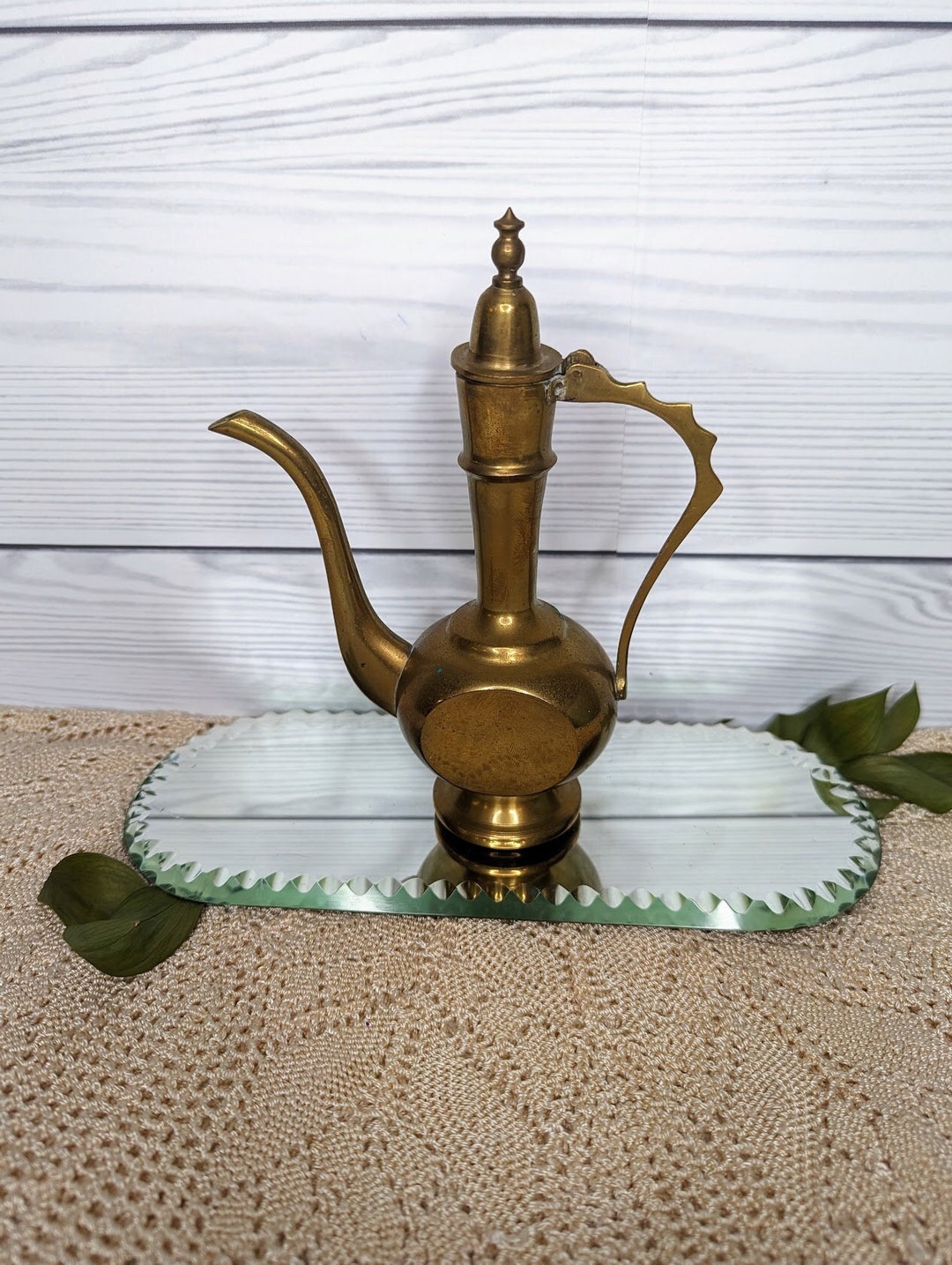 Vintage Brass Thin Tea Pot - Etsy