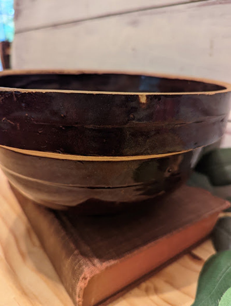 Antique Stoneware Pottery Mixing Bowl - Etsy