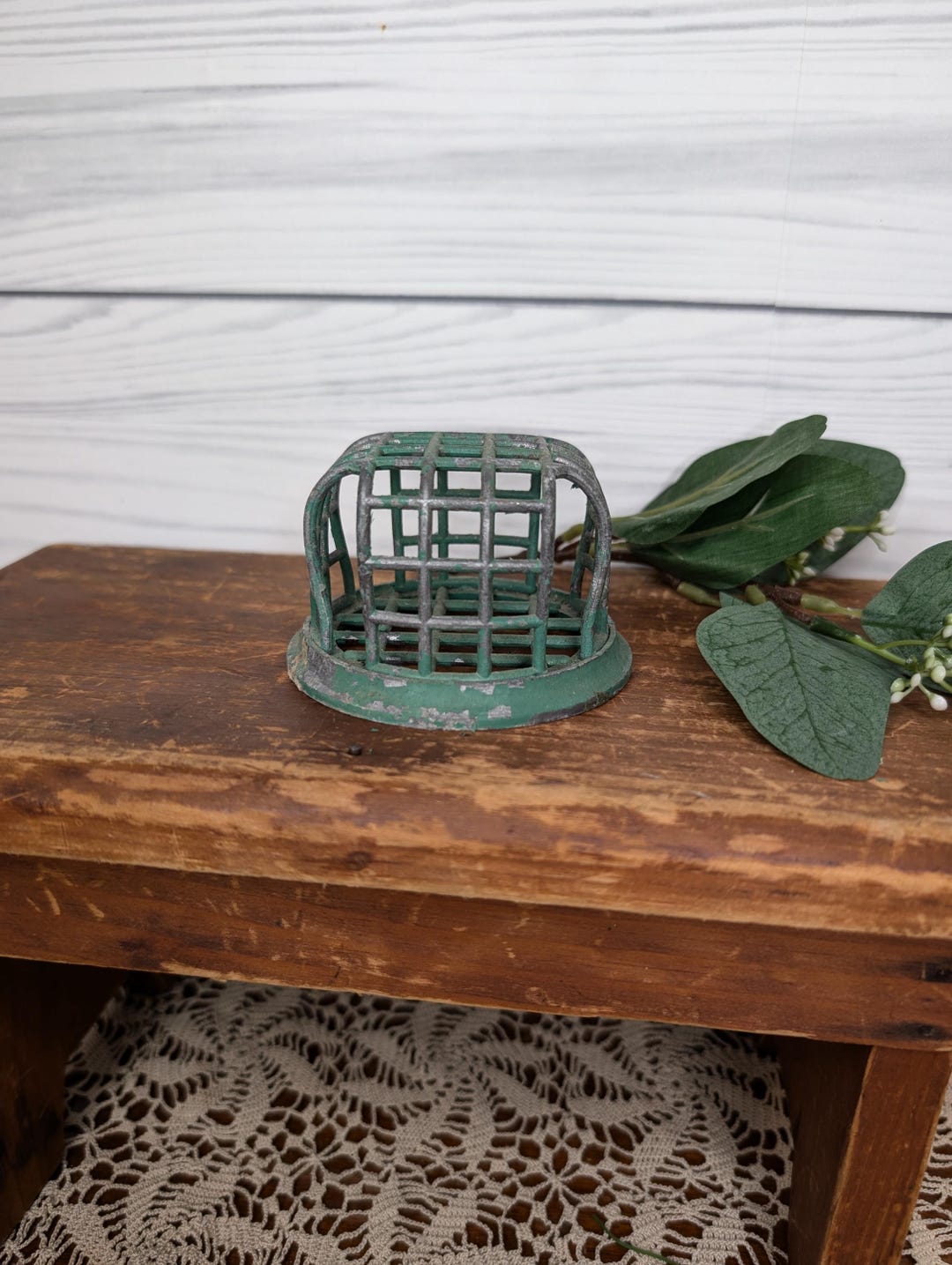 Antique Green Metal Flower Frog Square Style - Etsy