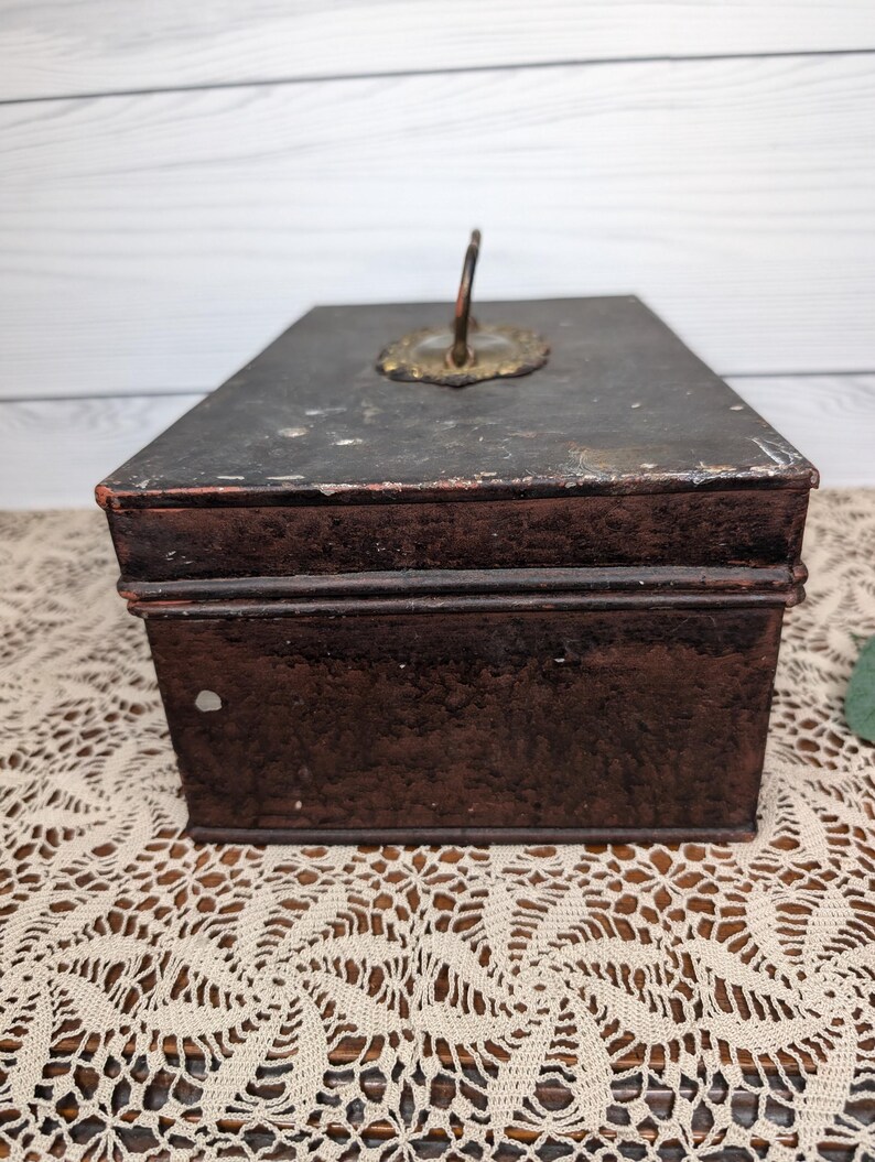 Vintage Decorative Metal Box With Brass Handle - Etsy