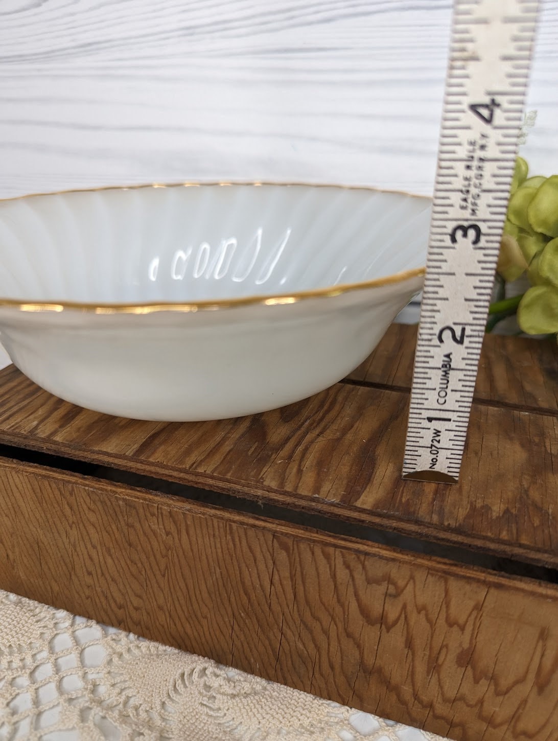 Vintage Anchor Hocking Milk Glass Bowl With Gold Rim - Etsy