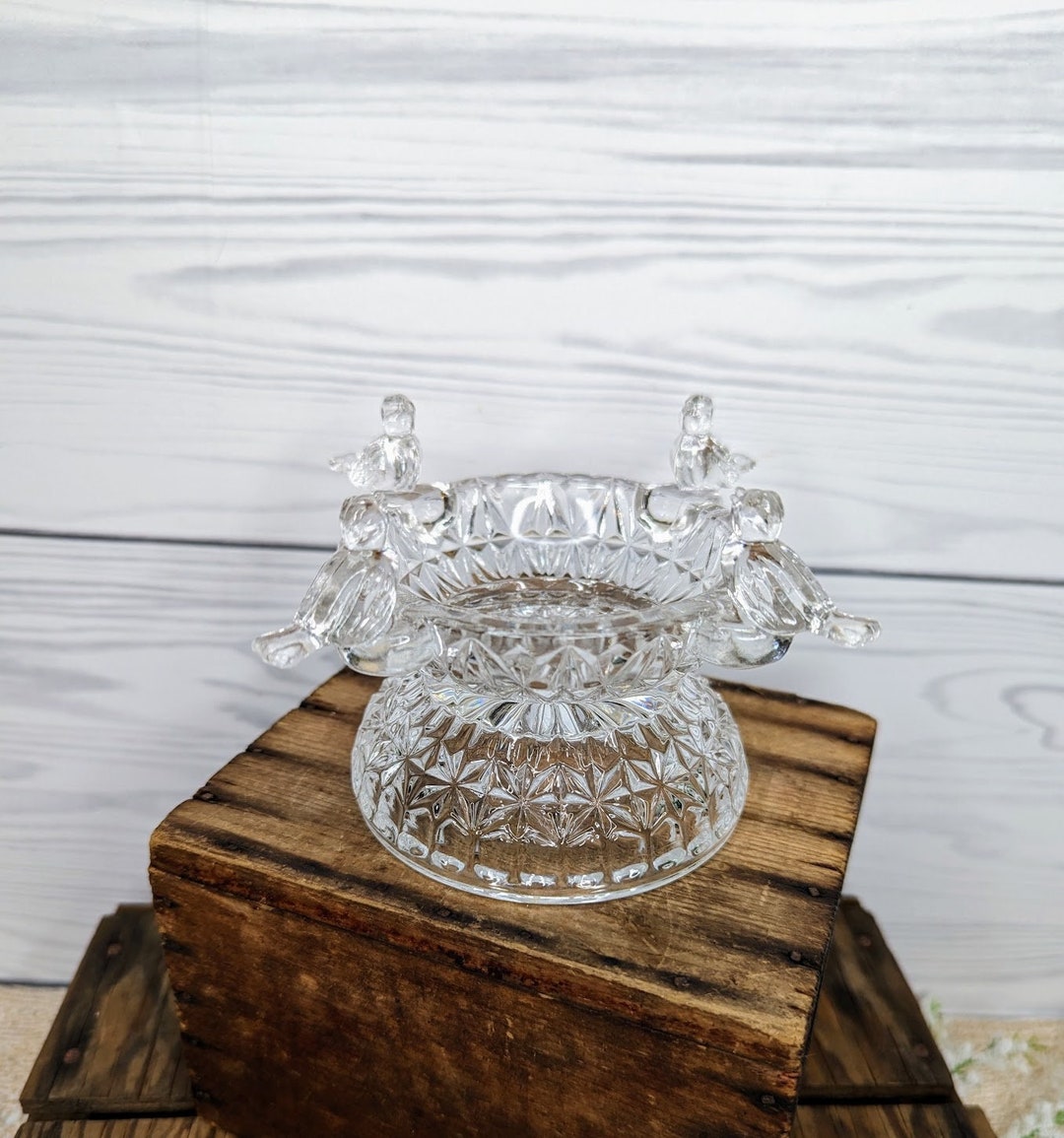 Vintage Hofbauer Crystal Bird Bath Trinket Dish or Candle Holder - Etsy