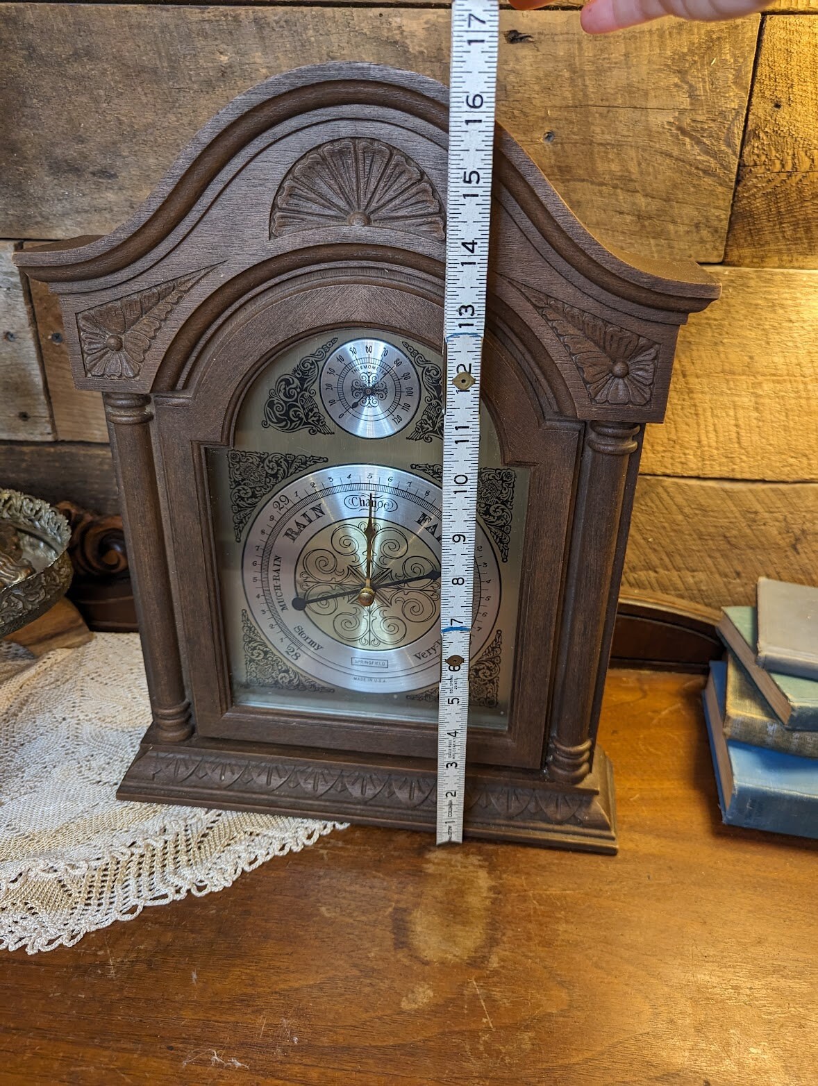 Vintage Barometer Carved Wood Look and Gold Detail - Etsy