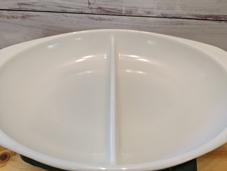 Vintage White Pyrex Divided Casserole Serving Dish - Etsy
