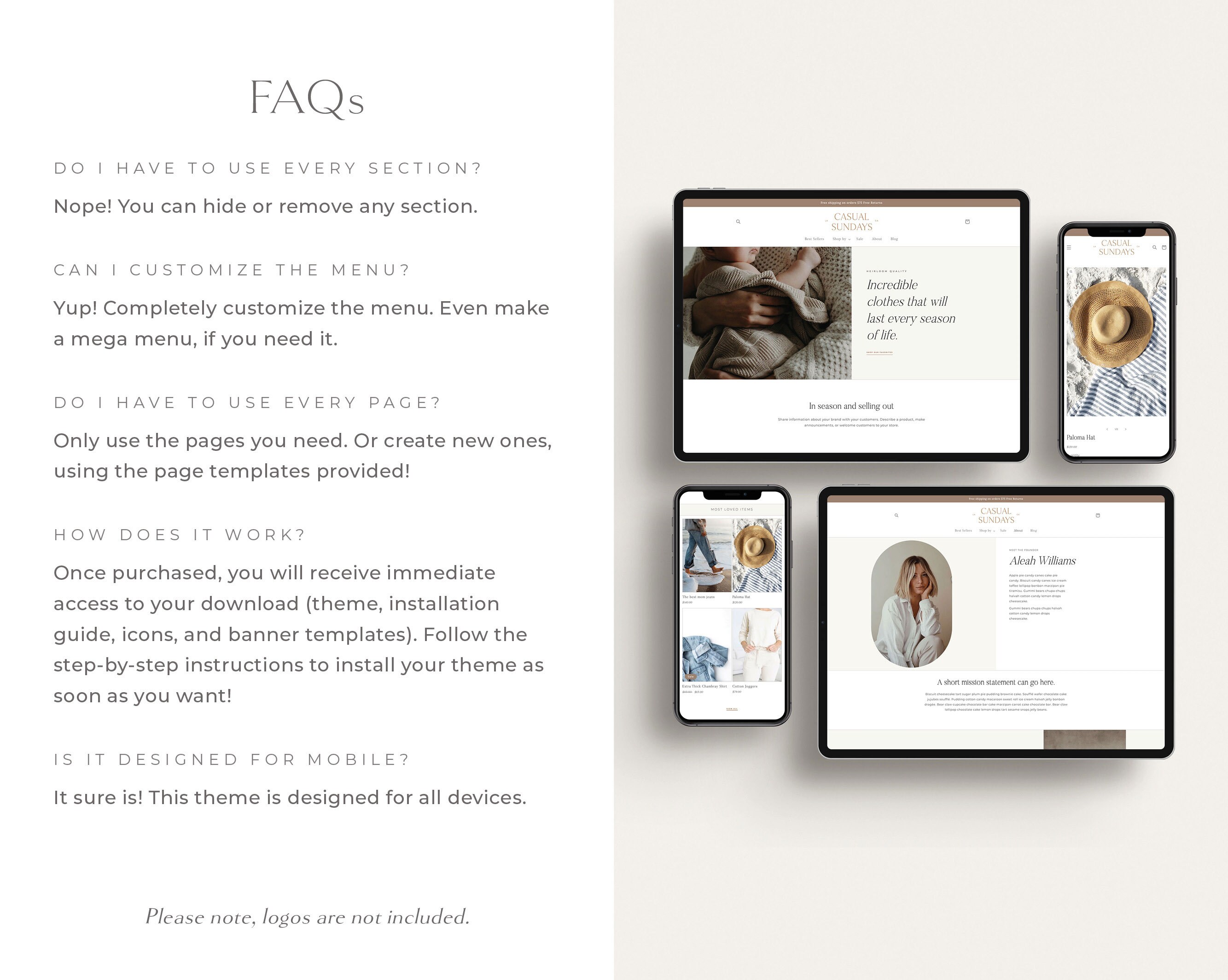 Minimal Shopify Theme Template Clothing Brown Shopify Website Clean ...