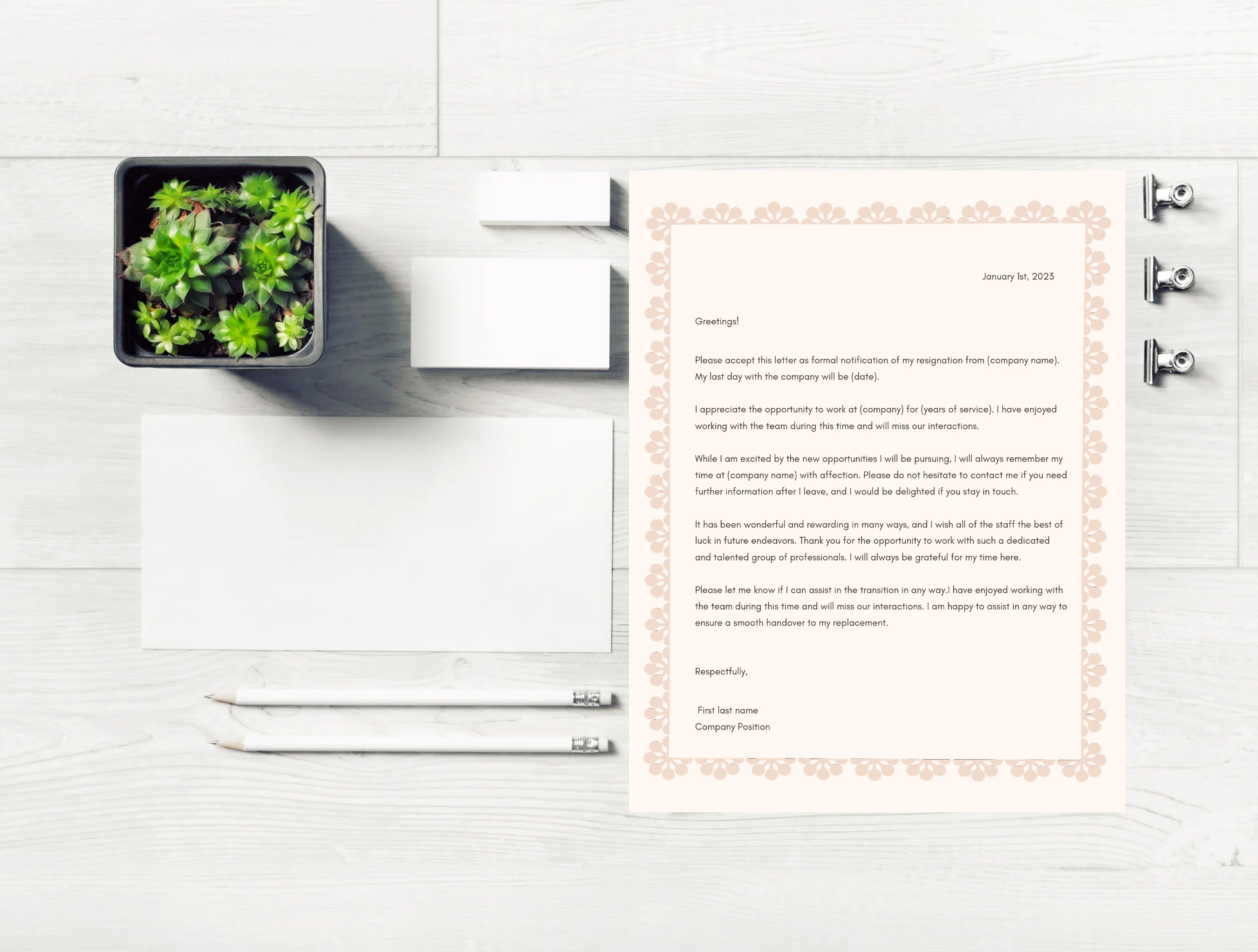 Professional Resignation Letter Template Customizable on Canva - Etsy