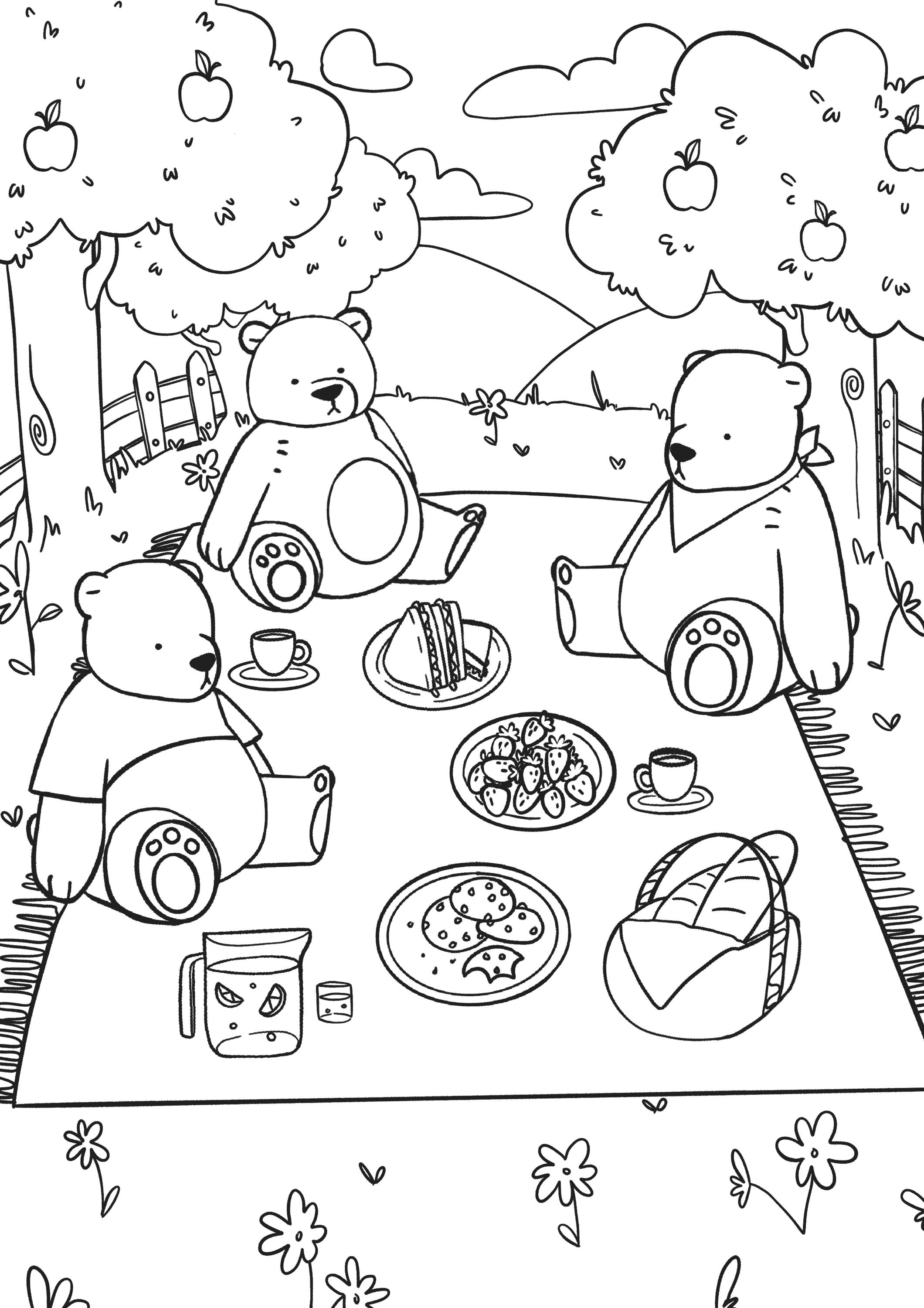 Teddy Bear’s Picnic Colouring Page - Etsy