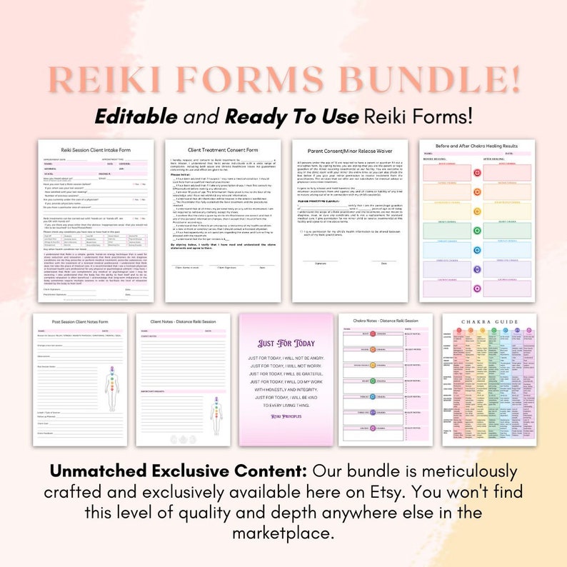 Reiki Client Forms Bundle: Printable & Fillable (digital Download) - Etsy