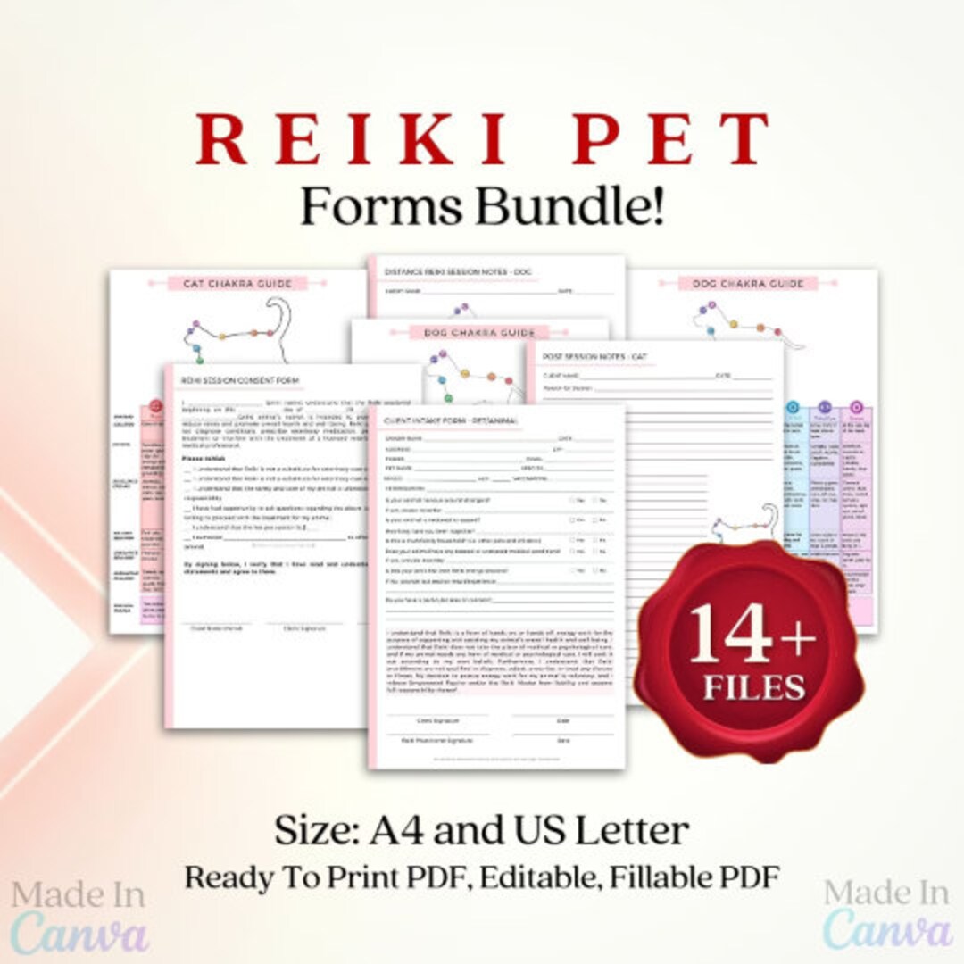 Reiki Intake Forms Bundle for Dog and Cat, Fillable and Printable PDF ...