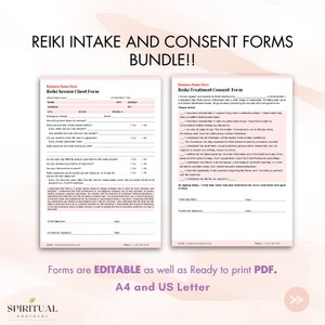Reiki Intake & Consent Form Bundle: Editable Templates (PDF) - Etsy