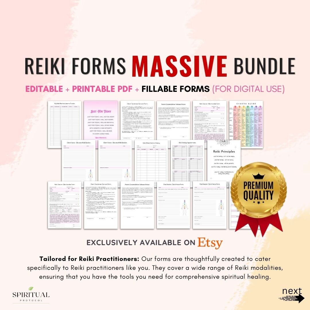 The COMPLETE Reiki Form Bundle, Reiki Intake Form, Distant Reiki Form ...