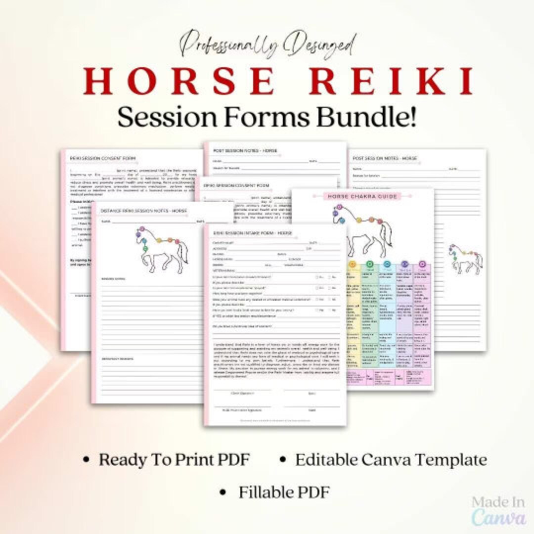 Reiki Intake Forms for Horse/equine, Reiki Forms for Equine, Distance ...