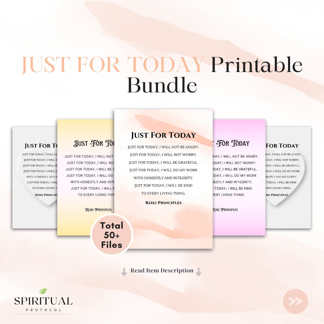 Just for Today – Reiki Principles Printable Art - Etsy
