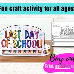 Last Day of School Paper Crown Hats | Kids Craft Activity | Coloring ...