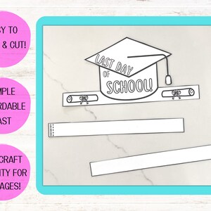 Last Day of School Paper Crown Hats | Kids Craft Activity | Coloring ...