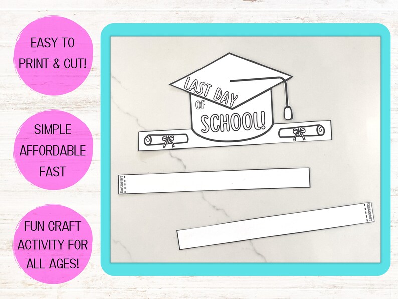 Last Day of School Paper Crown Hats | Kids Craft Activity | Coloring ...