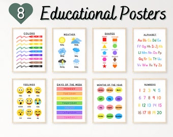8 Educational Posters Classroom Wall Art Nursery Decor - Etsy